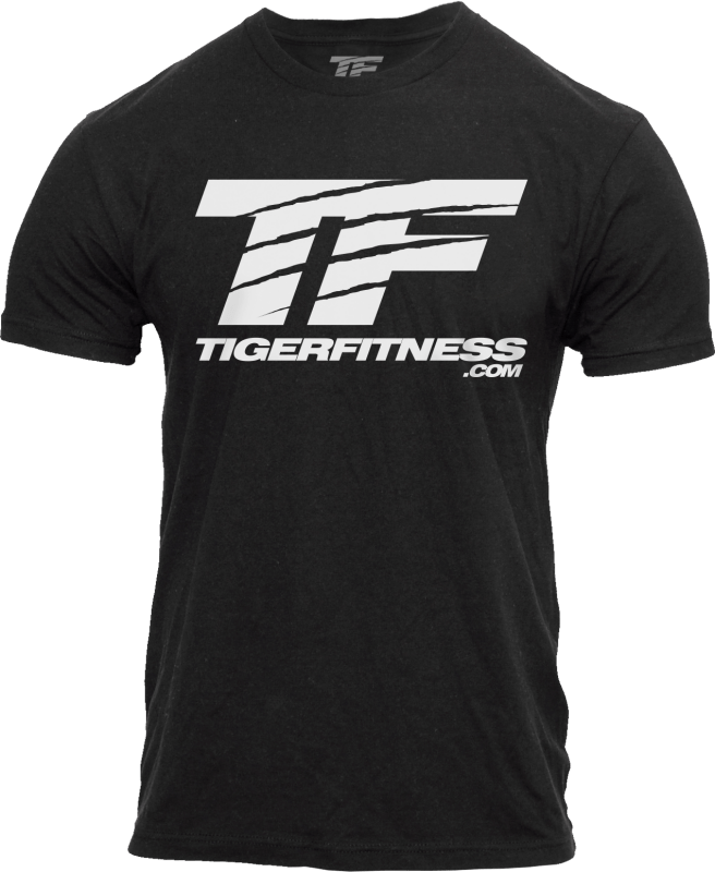 TF Scratch Logo T-Shirt | Heather Grey & White — Tiger Fitness
